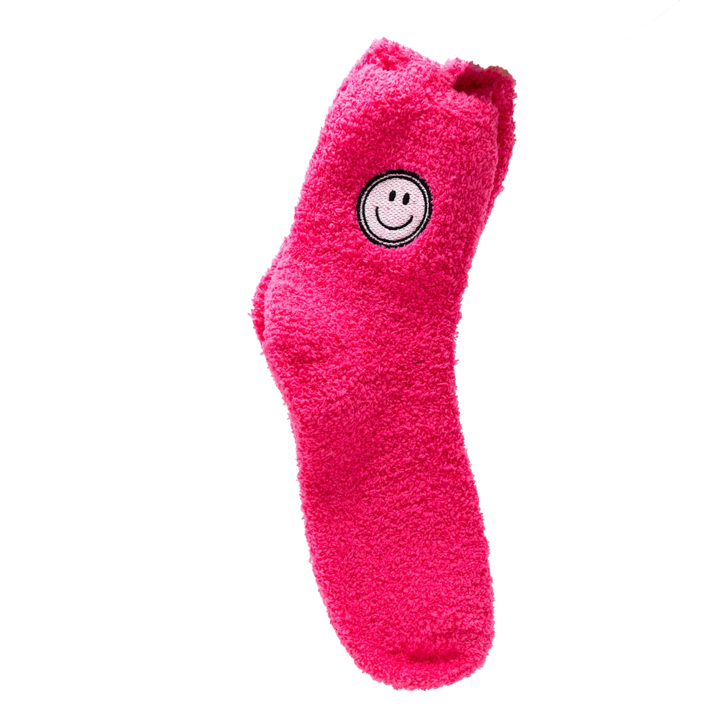 Hot Pink Smiley Face Fuzzy Socks – Ama La Vita